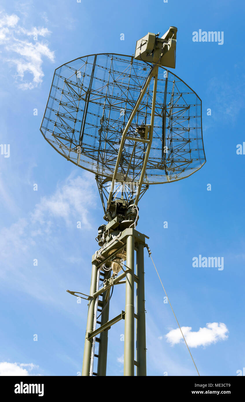 satellite dish antennas on blue sky Background Stock Photo - Alamy