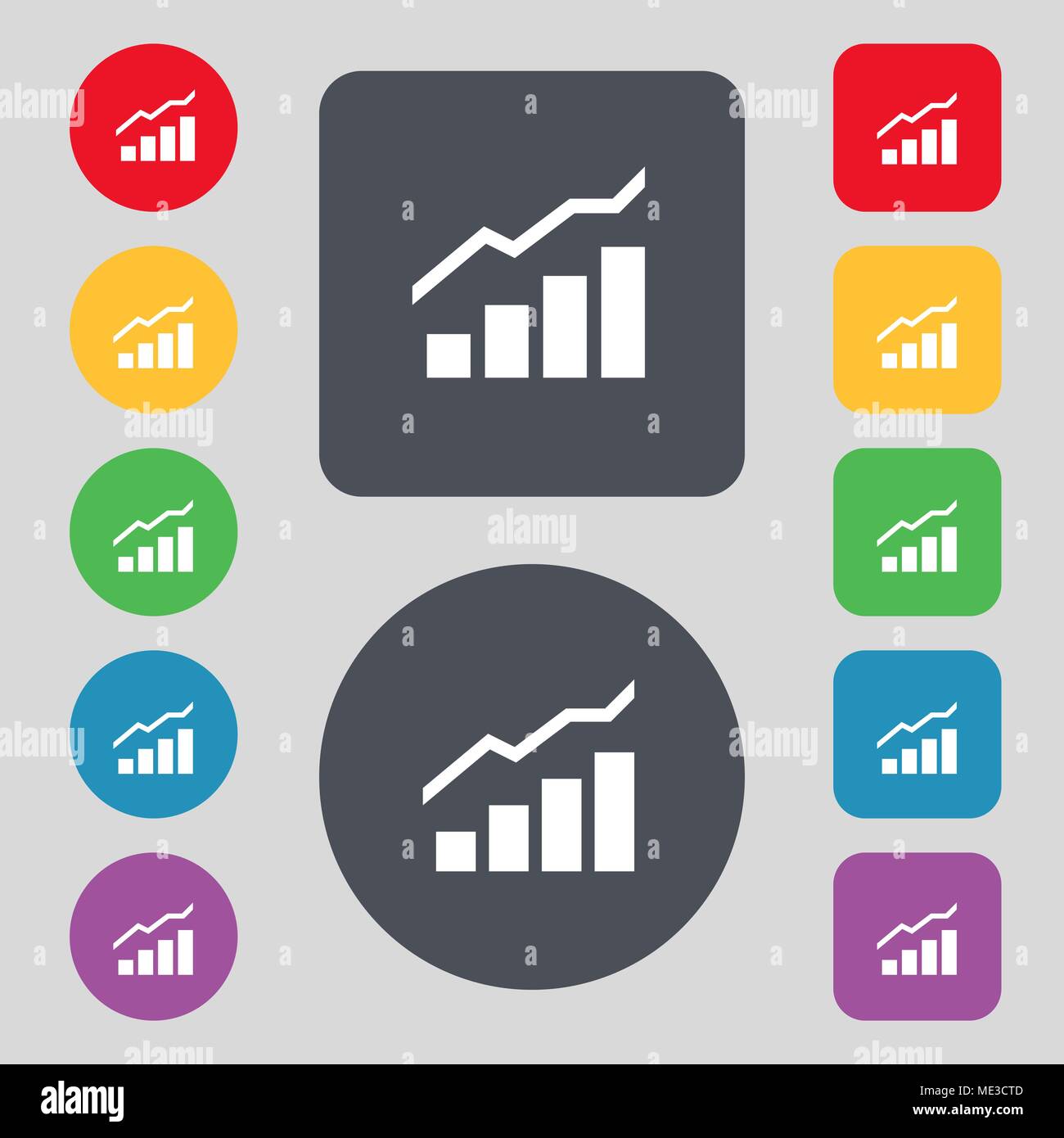 Growth and development concept. graph of Rate icon sign. A set of 12 ...