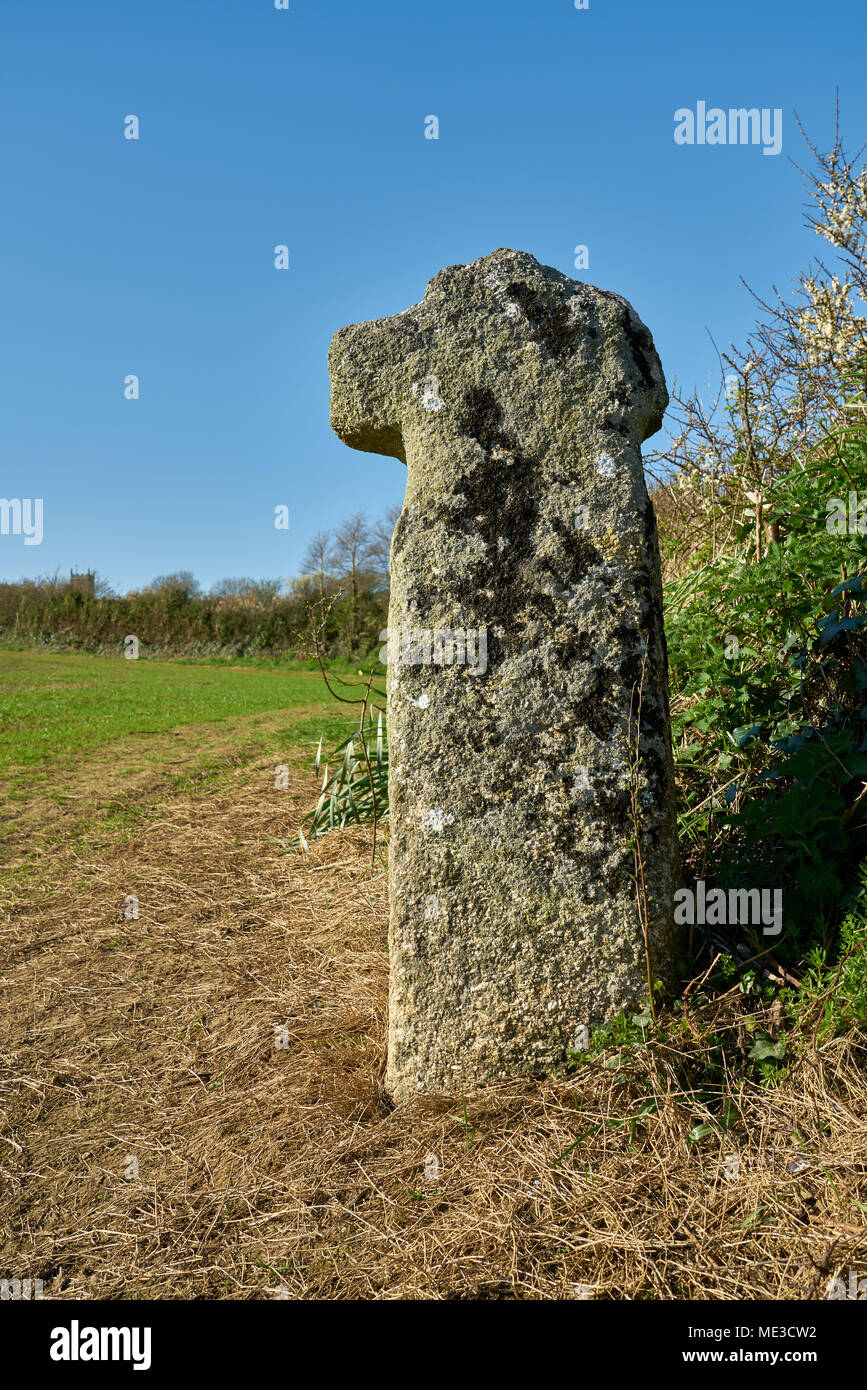 Boscathno Stone Cross, Madron, Cornwall Stock Photo - Alamy