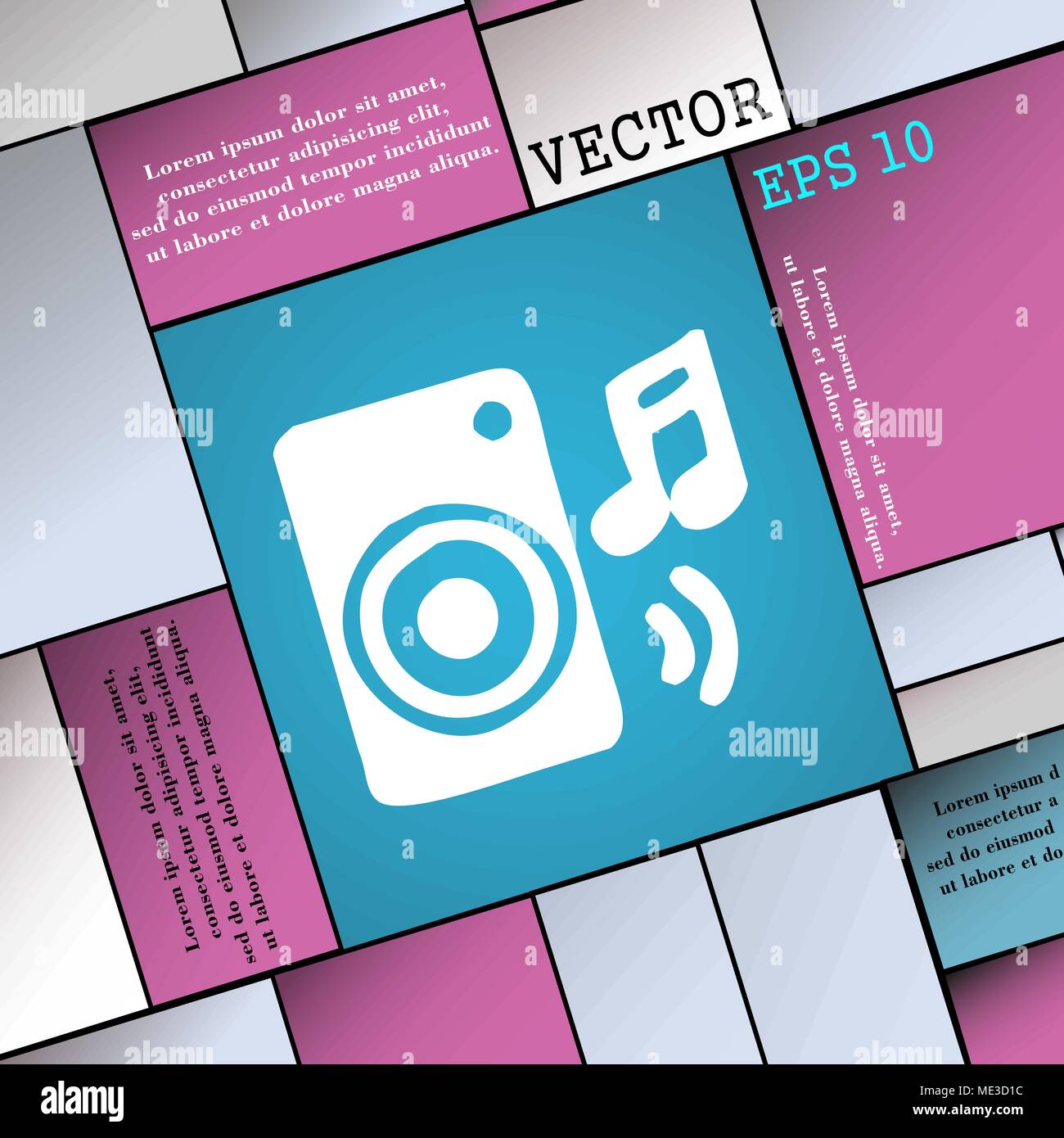 music column, disco, music, melody, speaker icon sign. Modern flat ...