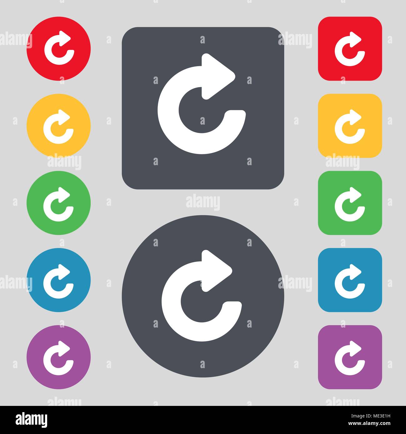 Upgrade, arrow icon sign. A set of 12 colored buttons. Flat design ...