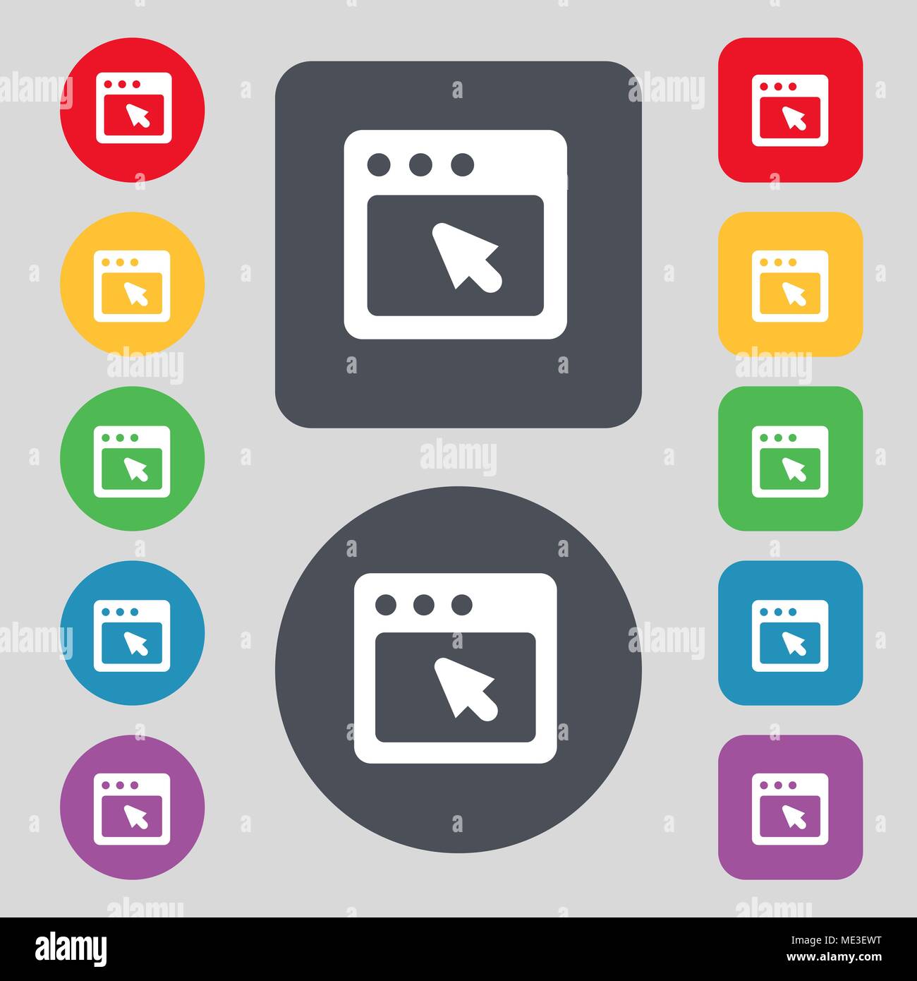 the dialog box icon sign. A set of 12 colored buttons. Flat design ...