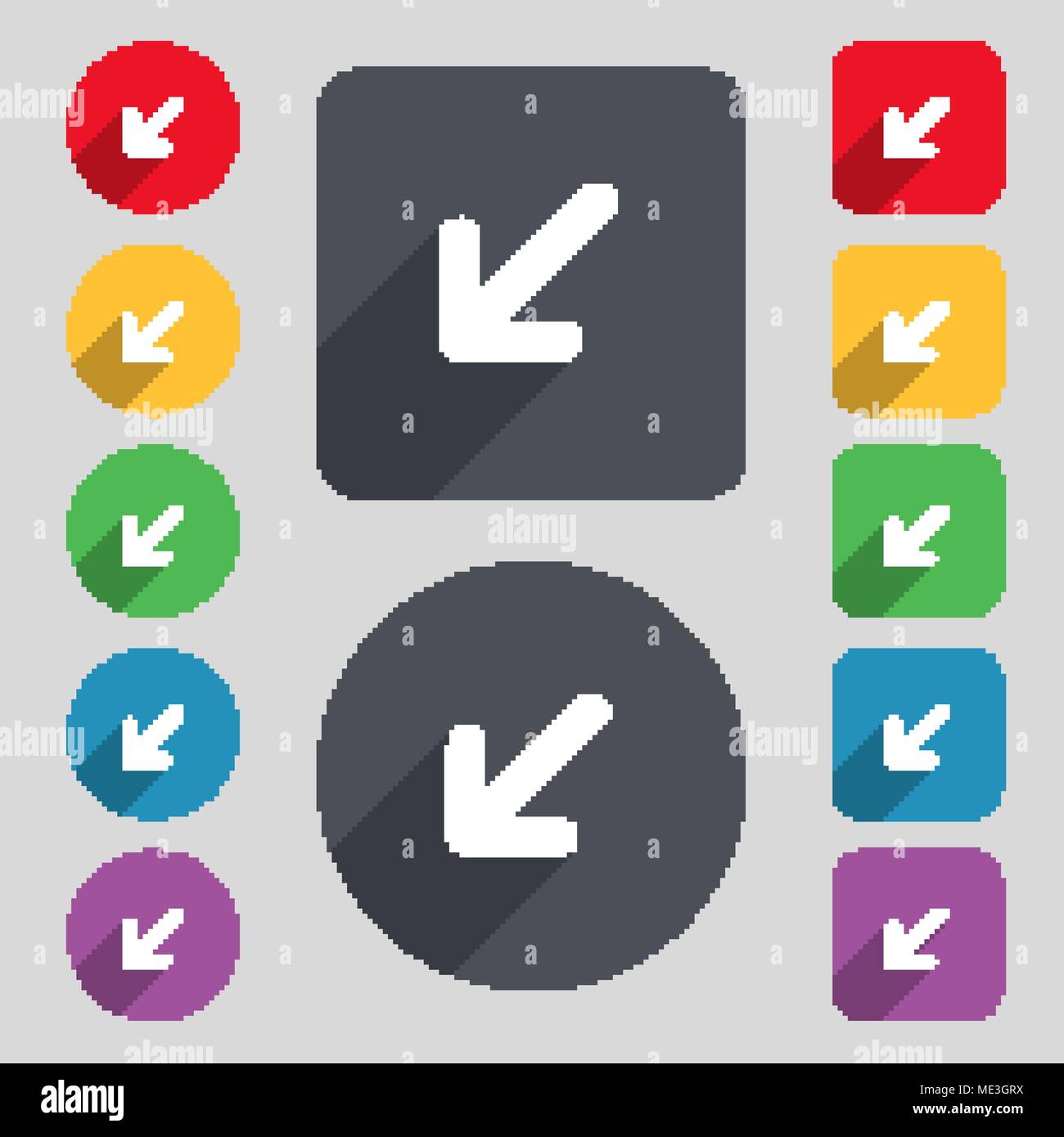 turn to full screenicon sign. A set of 12 colored buttons and a long ...