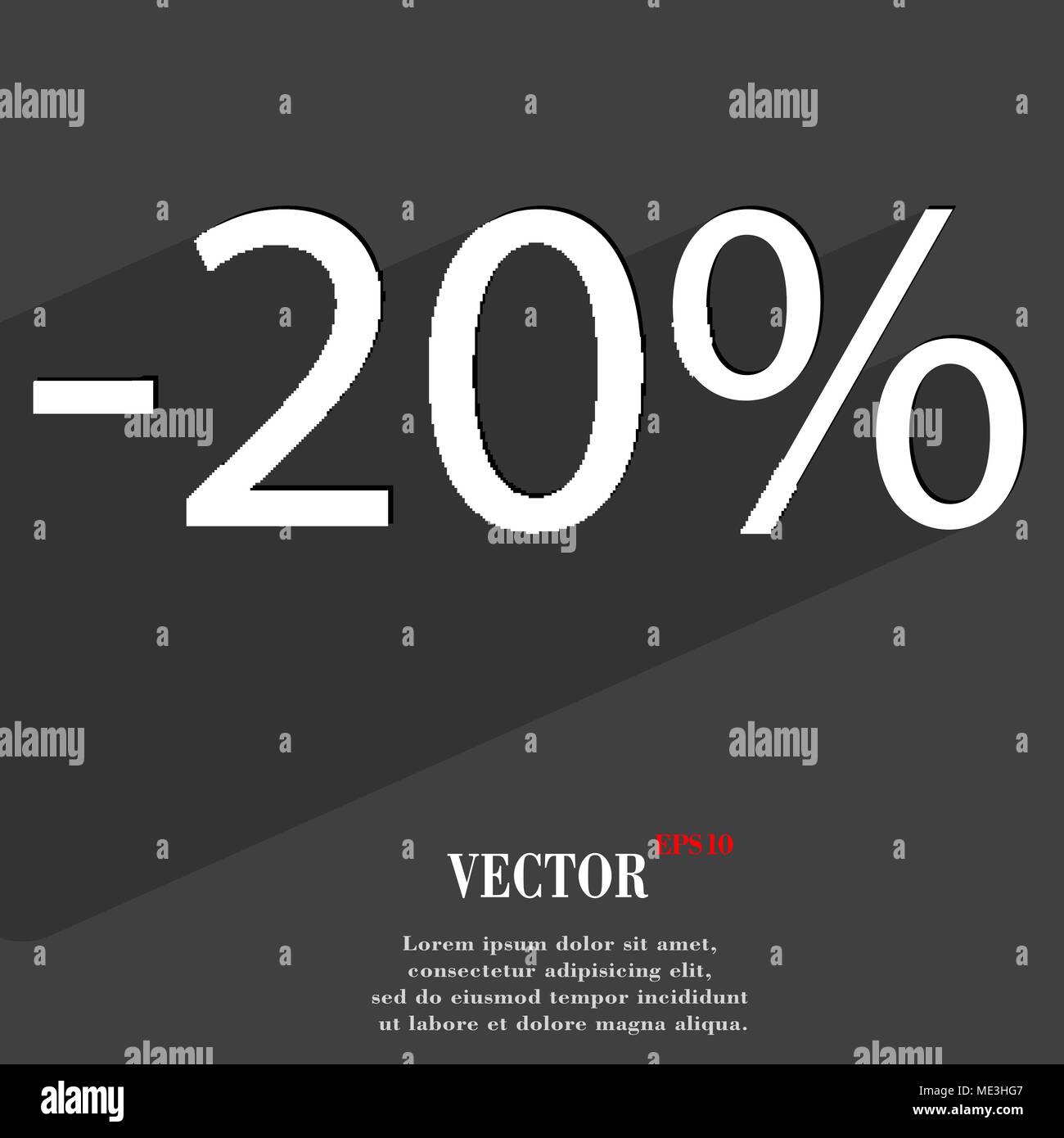 20 percent discount icon symbol Flat modern web design with long shadow ...
