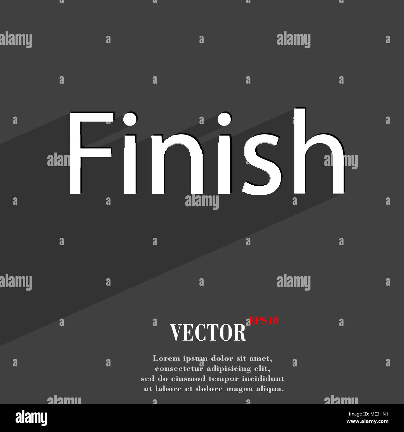 Finish icon symbol Flat modern web design with long shadow and space ...
