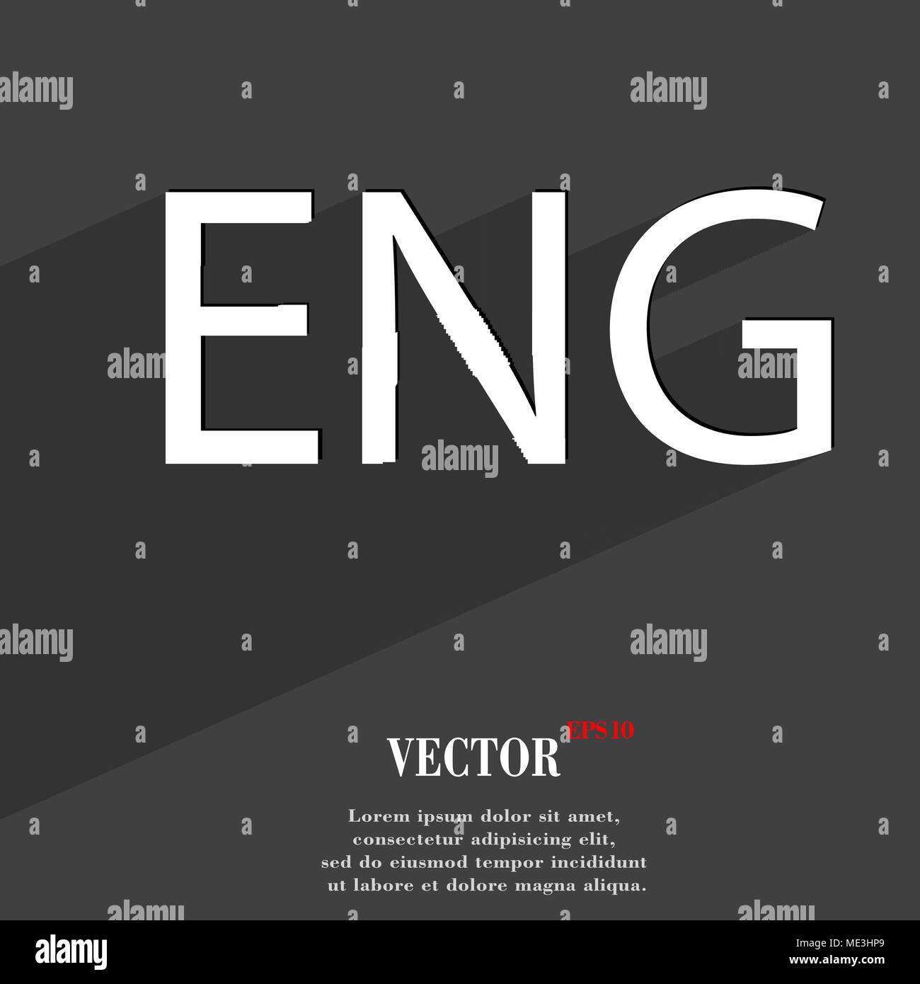 English icon symbol Flat modern web design with long shadow and space ...