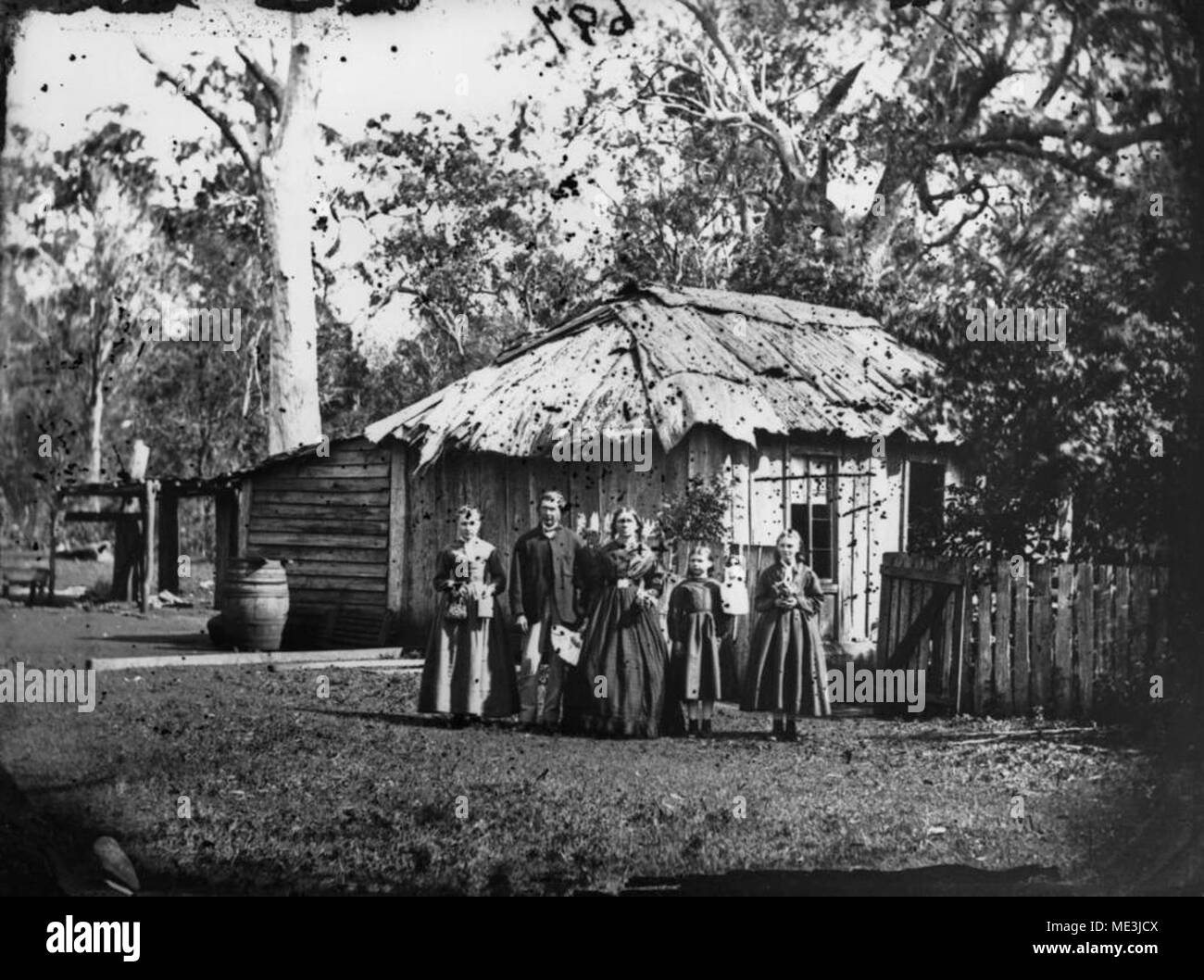 Family pictured outside Black and White Stock Photos & Images - Alamy