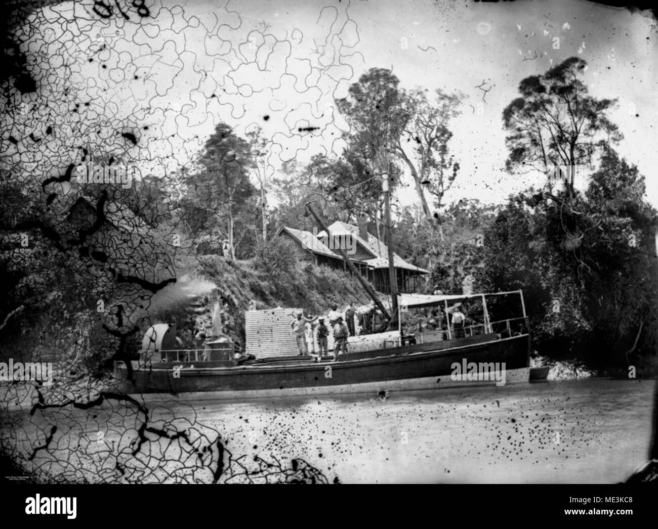 Amy (ship) at Yatala Ferry, Albert River ca 1872 Stock Photo - Alamy