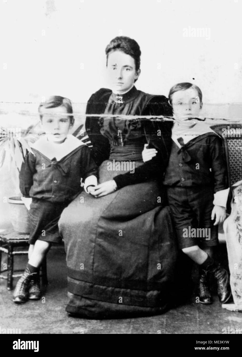 Mrs Prentice and her sons Stock Photo - Alamy