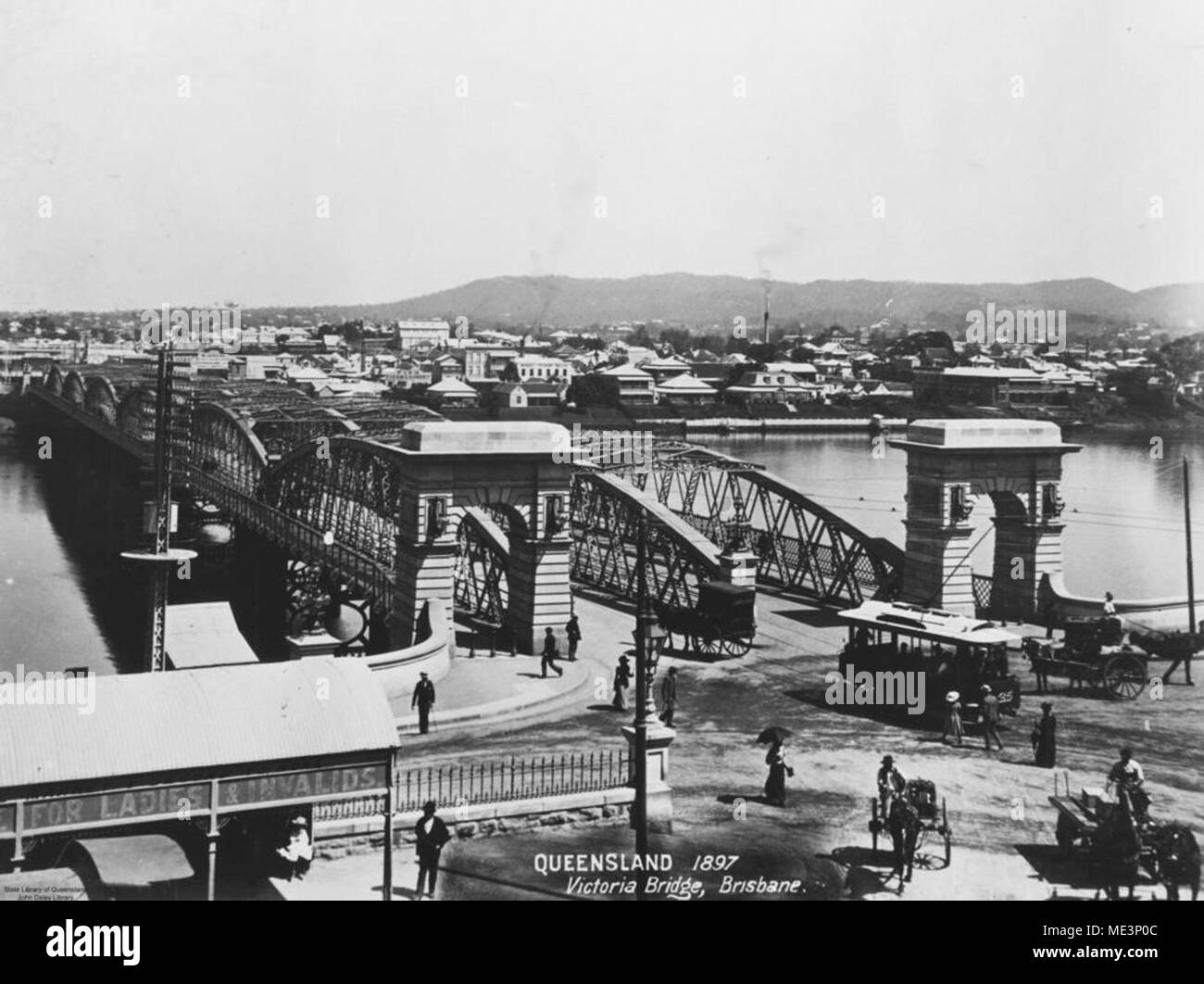 View of the Victoria Bridge, Brisbane, 1897 Stock Photo - Alamy