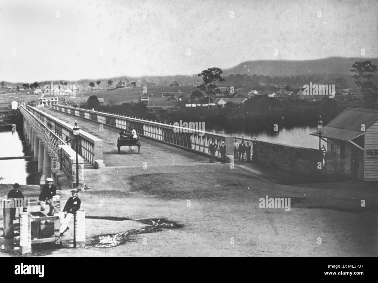 Crossing the first permanent Victoria Bridge, Brisbane, ca 1874 Stock ...
