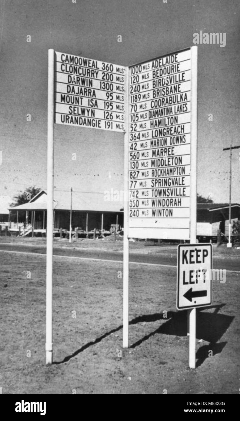 Australian road sign distance Black and White Stock Photos & Images - Alamy