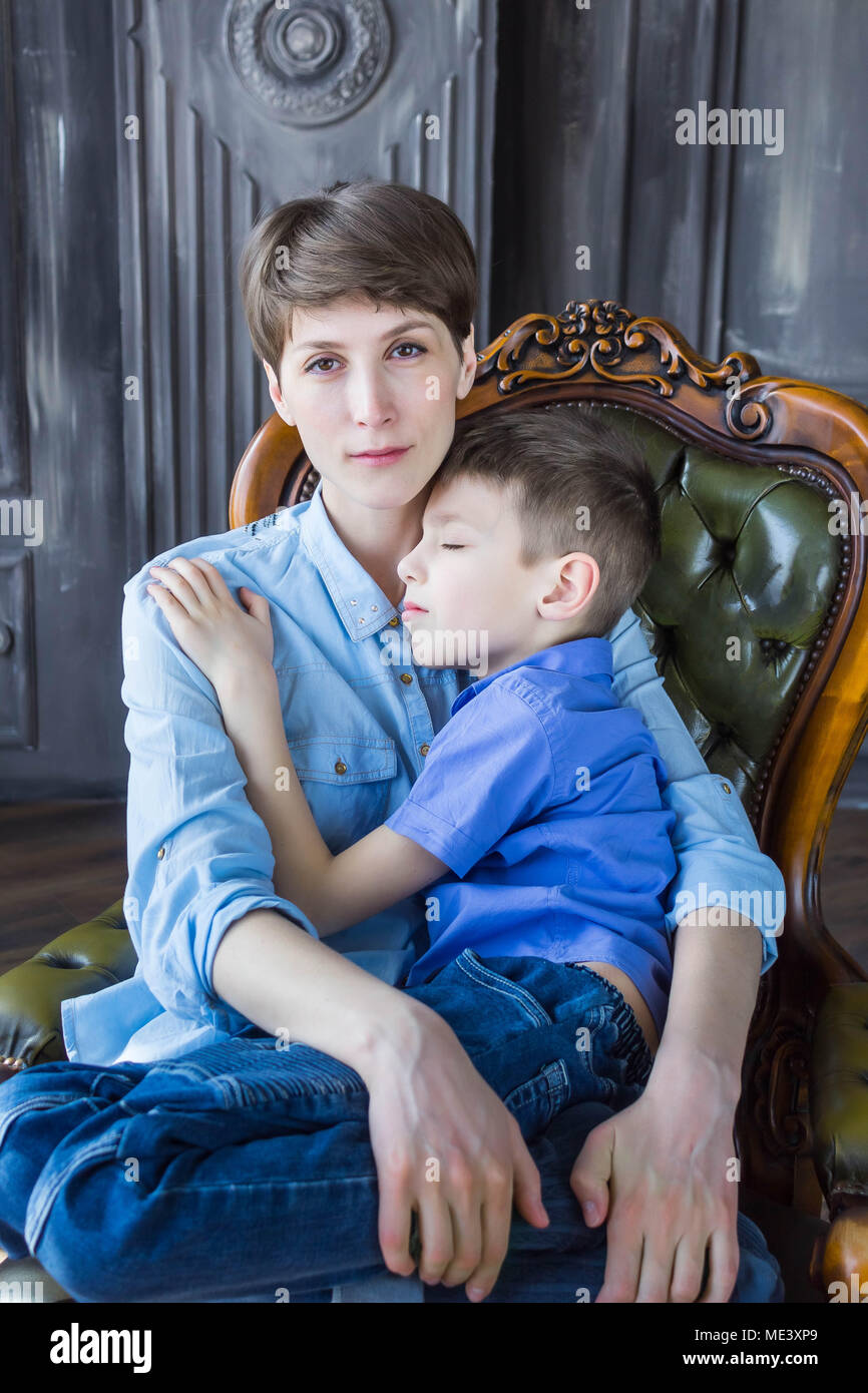 Mother's Day concept: Happy smiling mother and son Stock Photo - Alamy