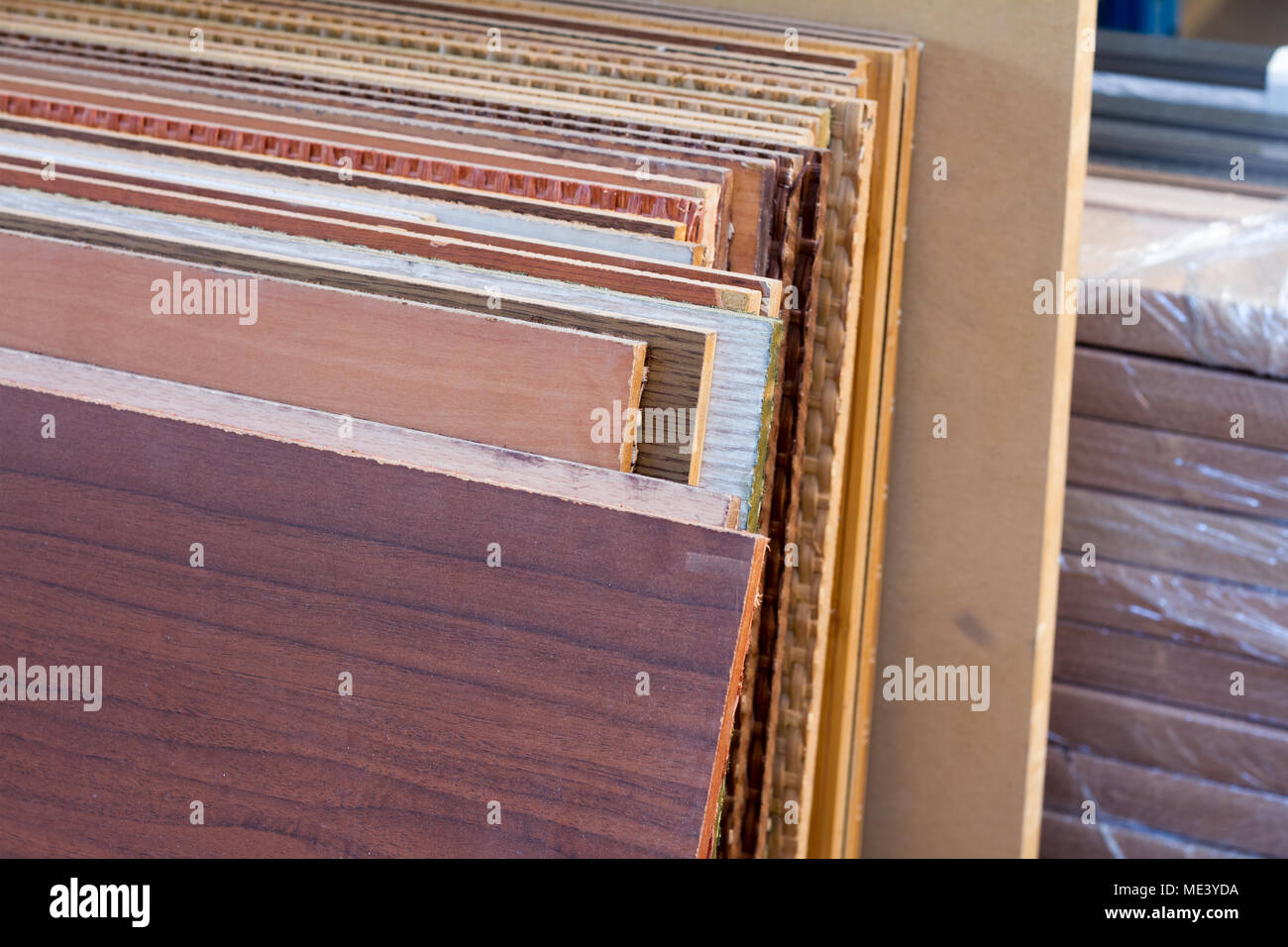 MDF, PARTICLE BOARD. Wood panels of different thicknesses and colors ...