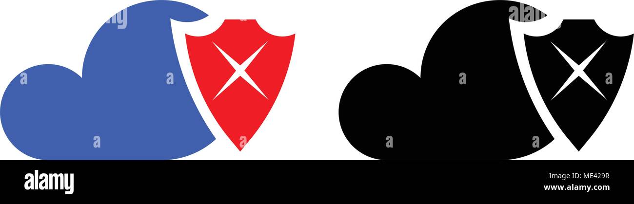 Cloud security icon, poor information protection flat icon Stock Vector ...