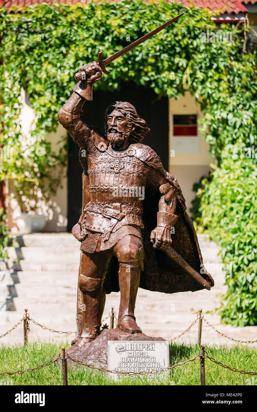 Polotsk, Belarus. Monument To Andrei Of Polotsk Near Museum Of Medieval ...