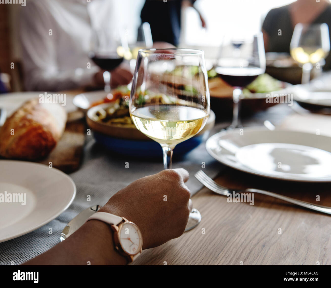 Friends gathering having Italian food together Stock Photo - Alamy