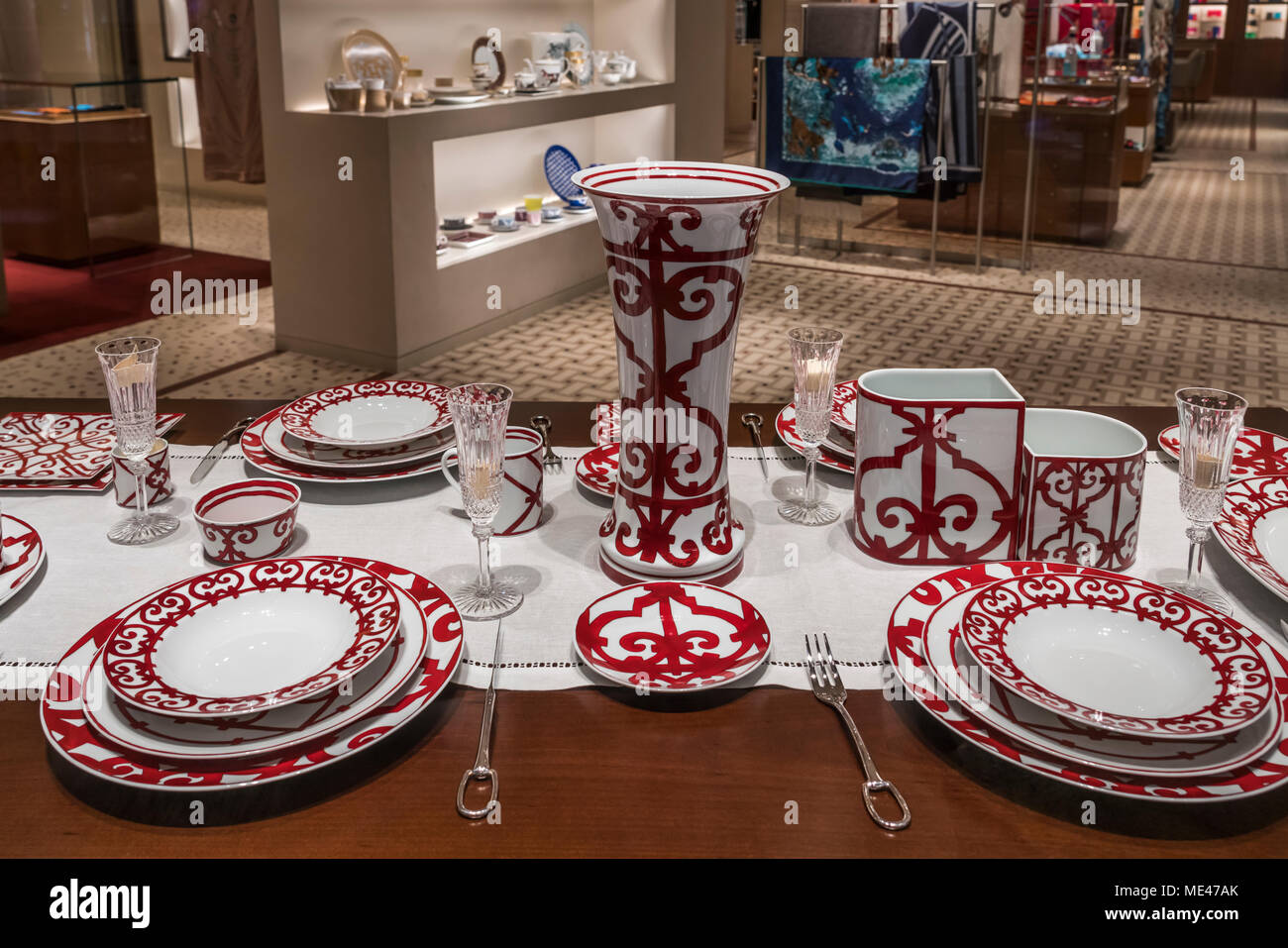 A table setting in a store in the Mall of the Emirates, Dubai, UAE ...