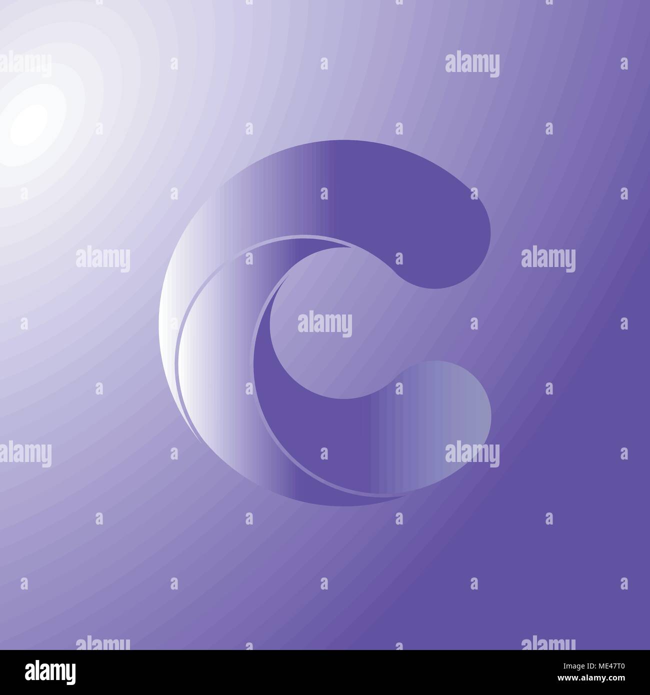 Blue letter C with light shade from one side and blue background Stock ...