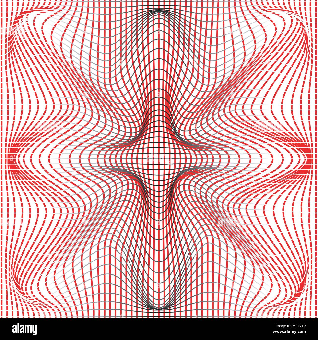 Vector illustration of black and red distort and deformation net or ...