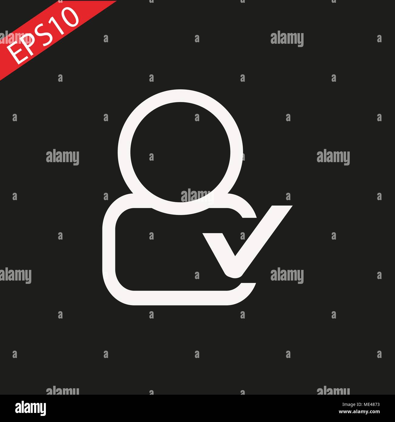 People tick icon. Line vector illustration on black background Stock ...