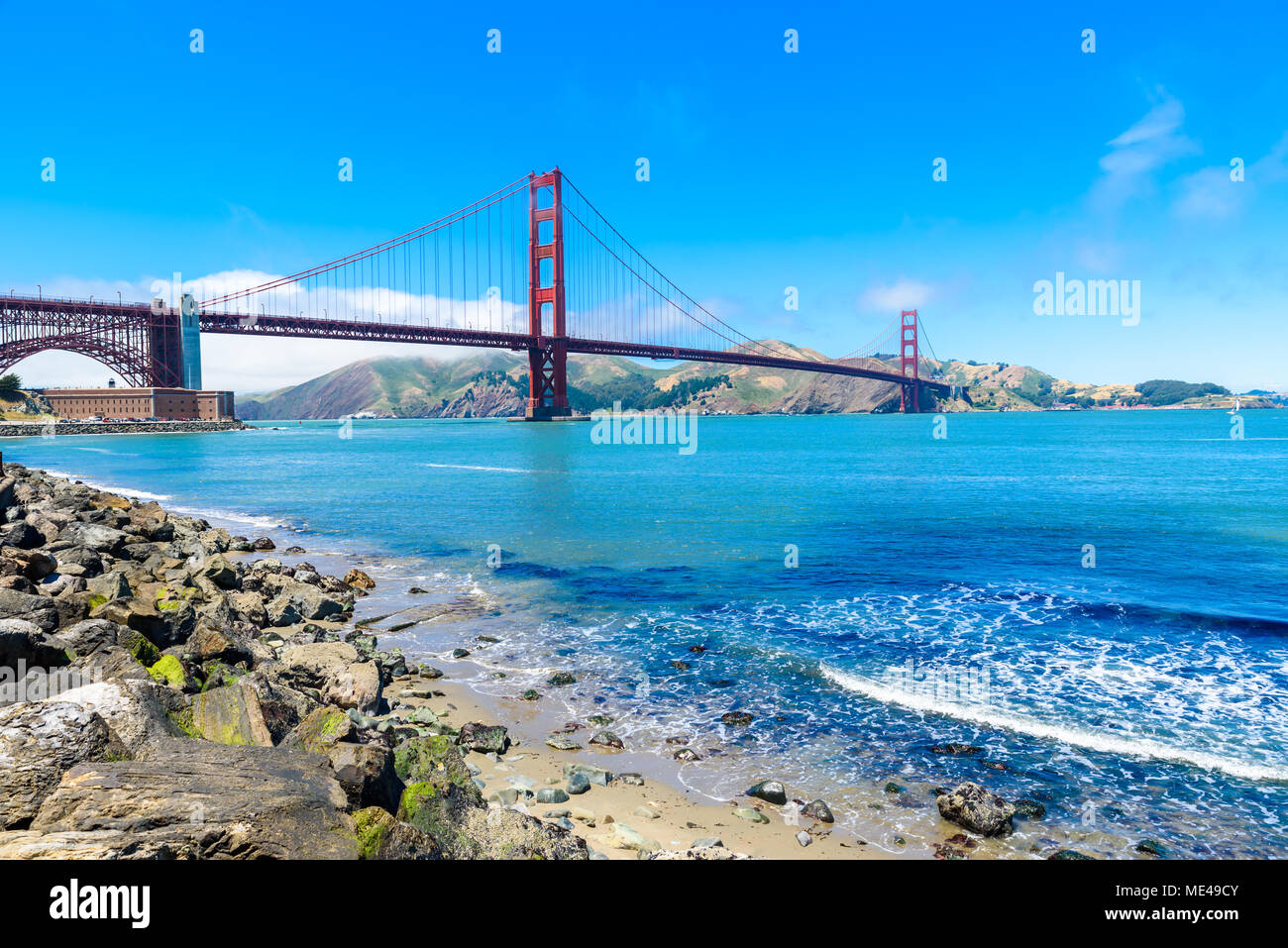 Golden Gate Bridge in San Francisco - Viewpoint from Torpedo Wharf ...