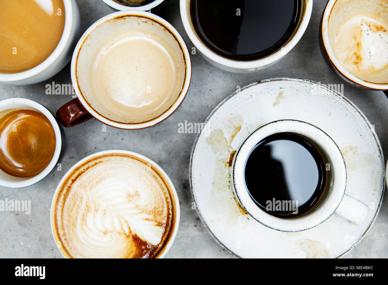 Aerial view of various coffee Stock Photo - Alamy