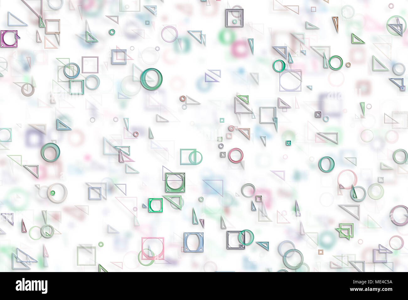 Abstract embossed & random circle, square, rectangle & triangle shape ...