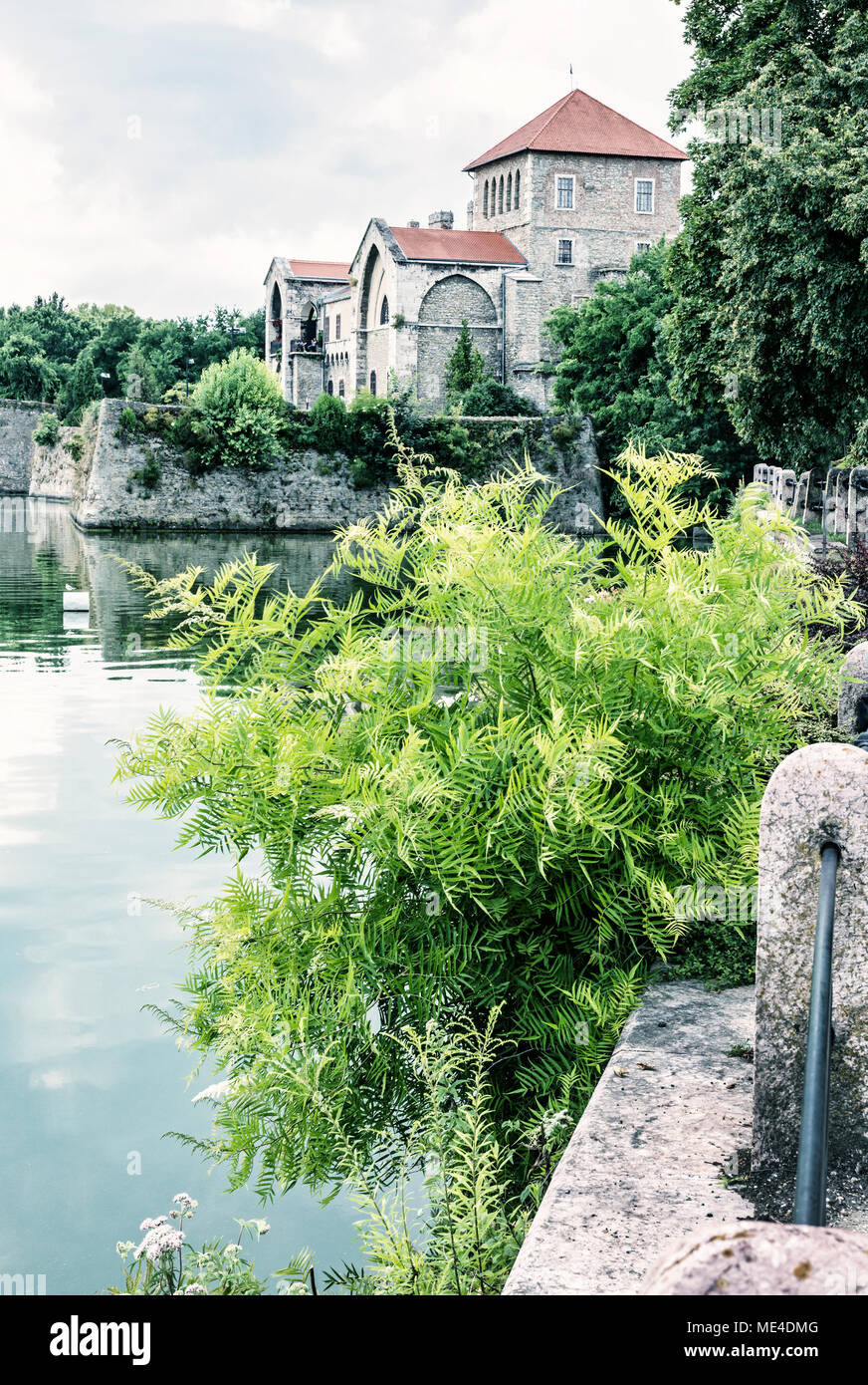 Beautiful castle in Tata, Hungary. Travel destination. Architectural ...