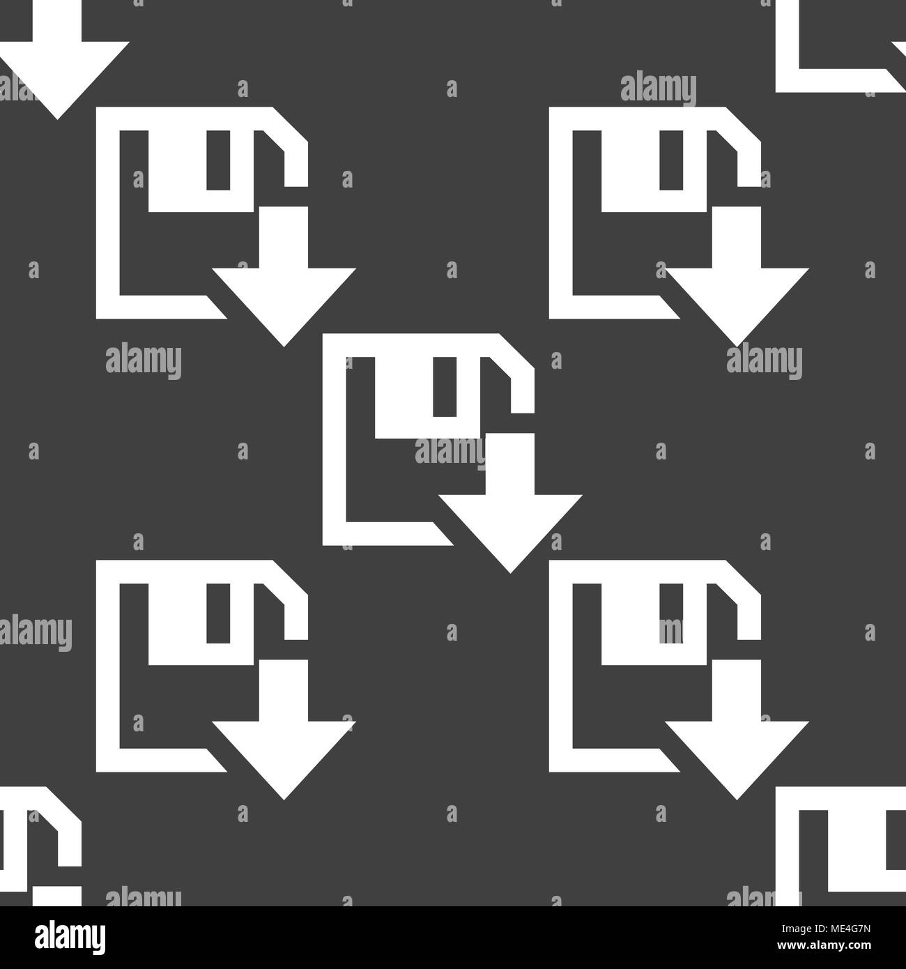 floppy disk download web icon. flat design. Seamless gray pattern. Vector EPS10 Stock Vector ...