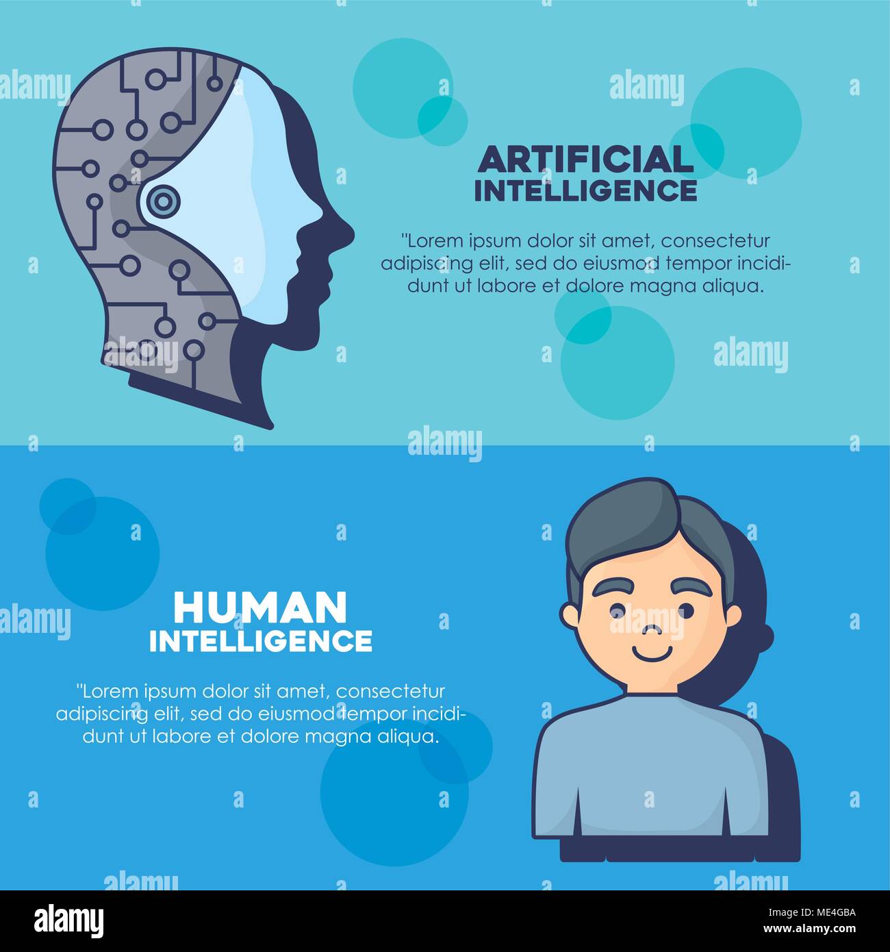 Artificial Intelligence Infographic design with cybernetic robot and ...