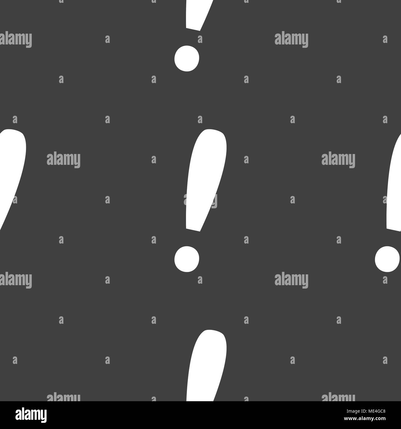The exclamation point web icon. flat design. Seamless gray pattern ...