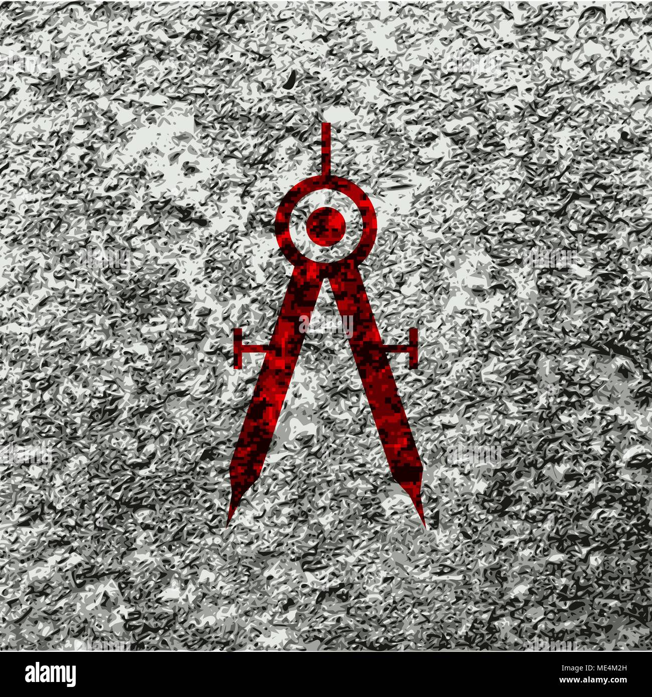 Mathematical Compass icon symbol on a concrete wall. Vector ...