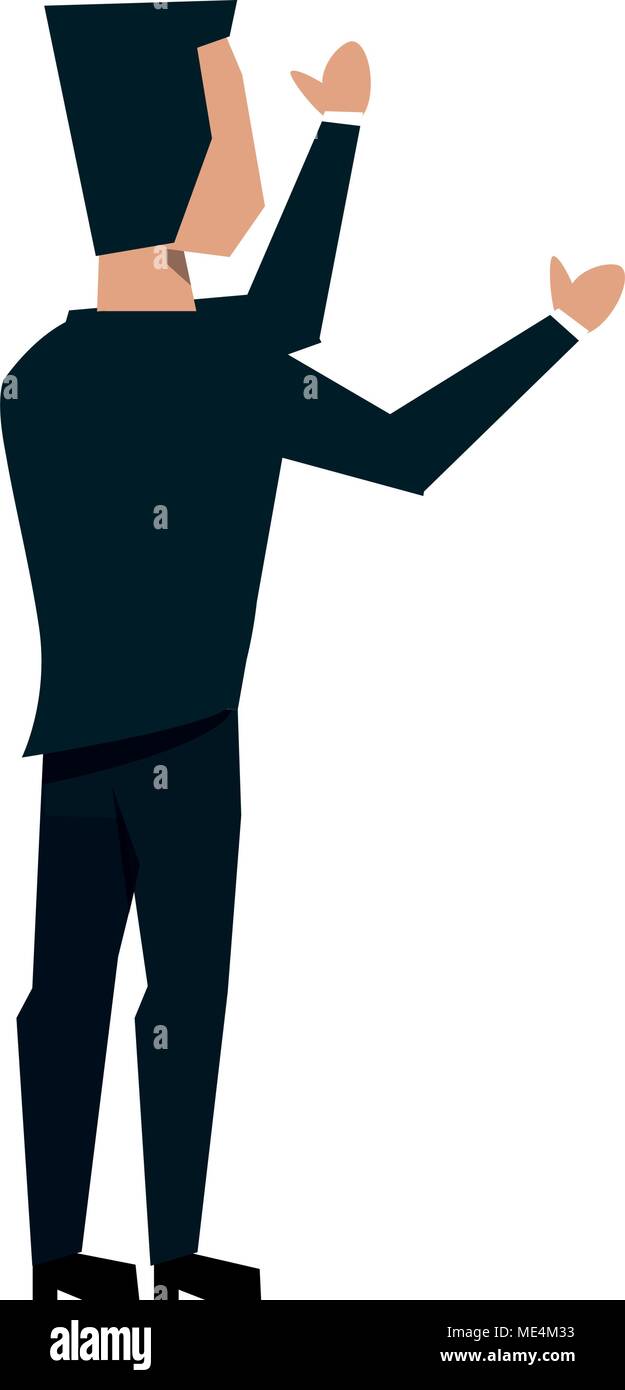 Businessman funny hands up character hi-res stock photography and ...