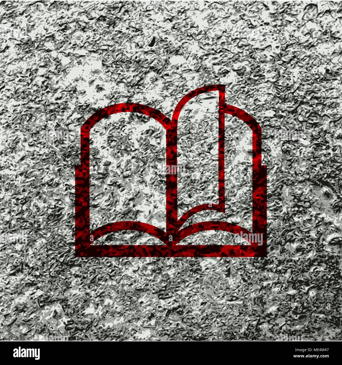Open book icon symbol on a concrete wall. Vector illustration Stock ...