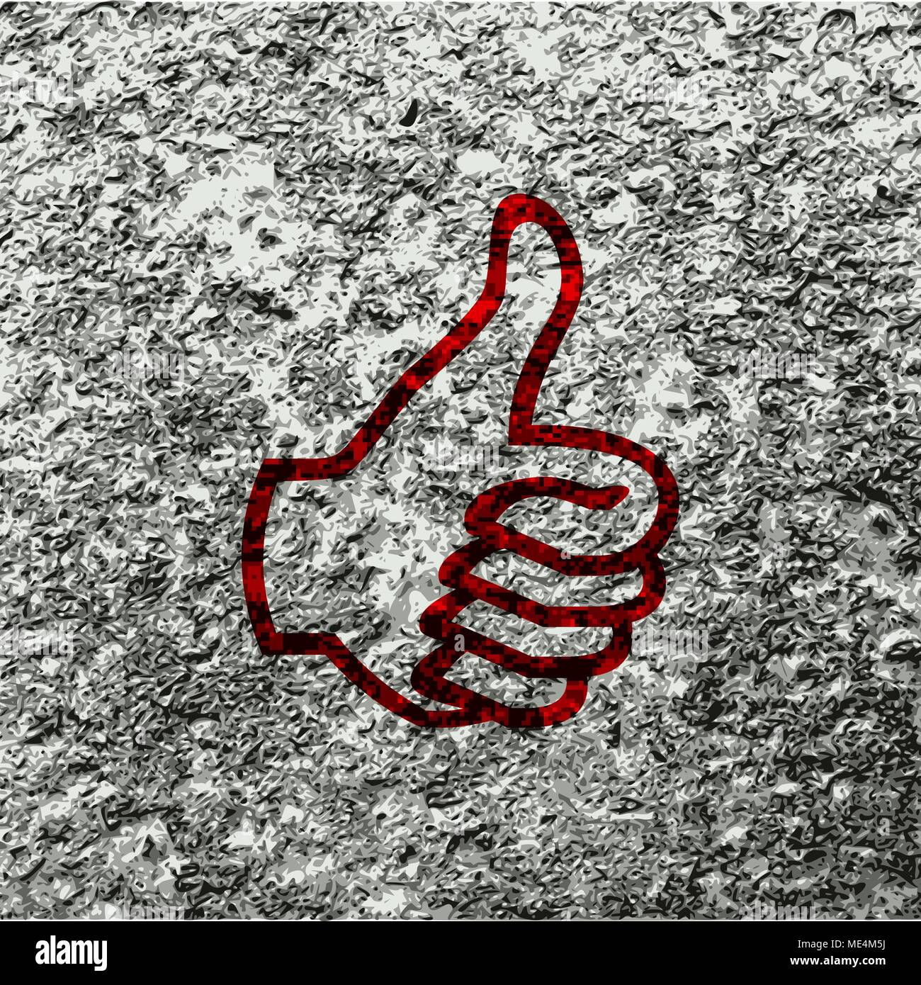 Thumb up icon symbol on a concrete wall. Vector illustration Stock ...