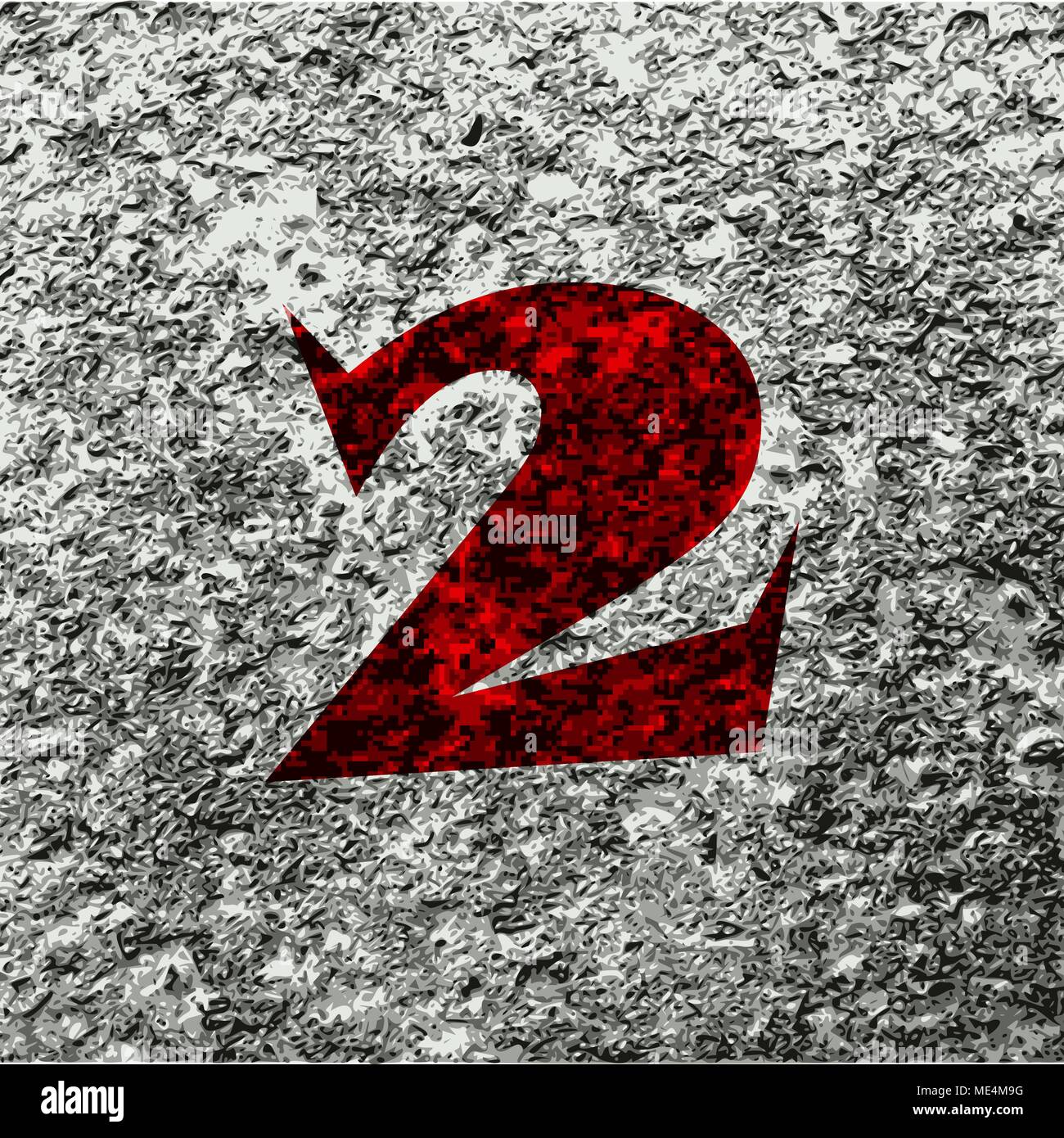 number two icon symbol on a concrete wall. Vector illustration Stock ...