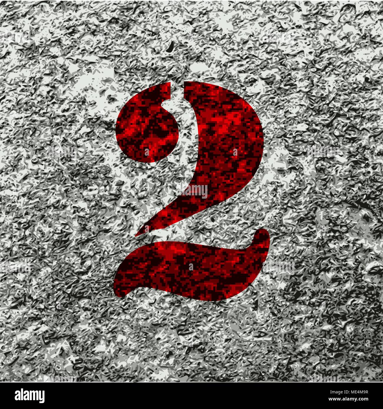 number two icon symbol on a concrete wall. Vector illustration Stock ...