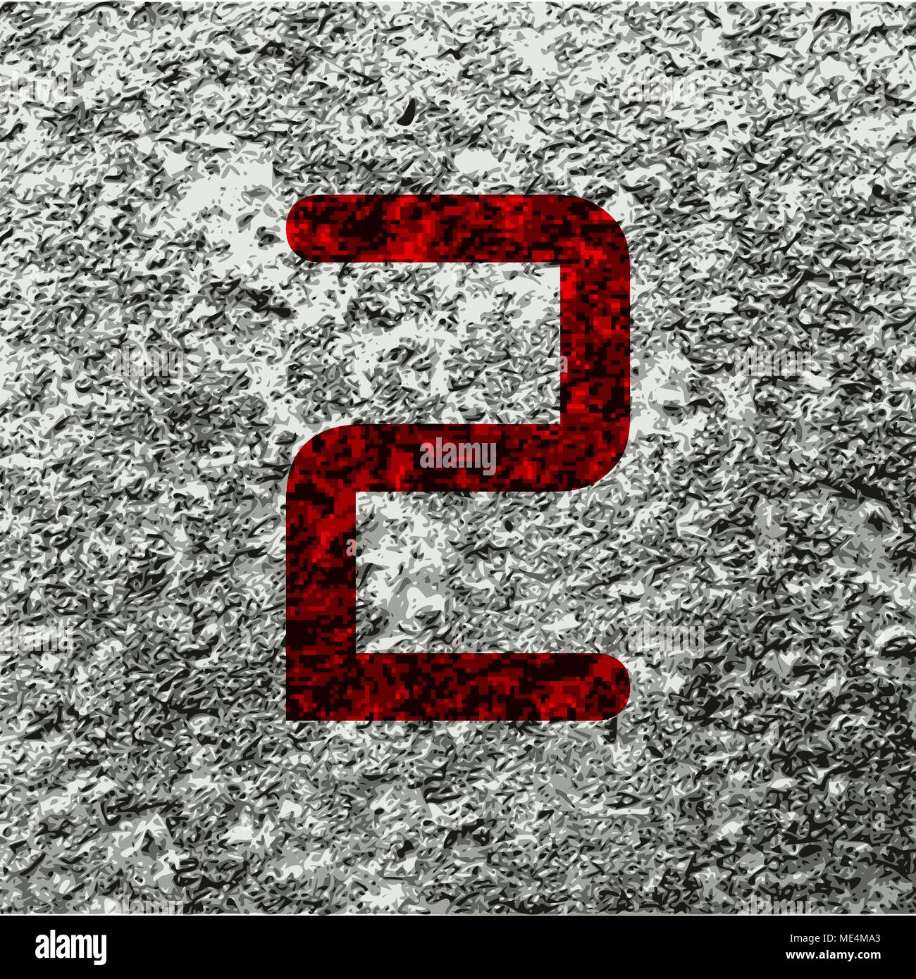 number two icon symbol on a concrete wall. Vector illustration Stock ...