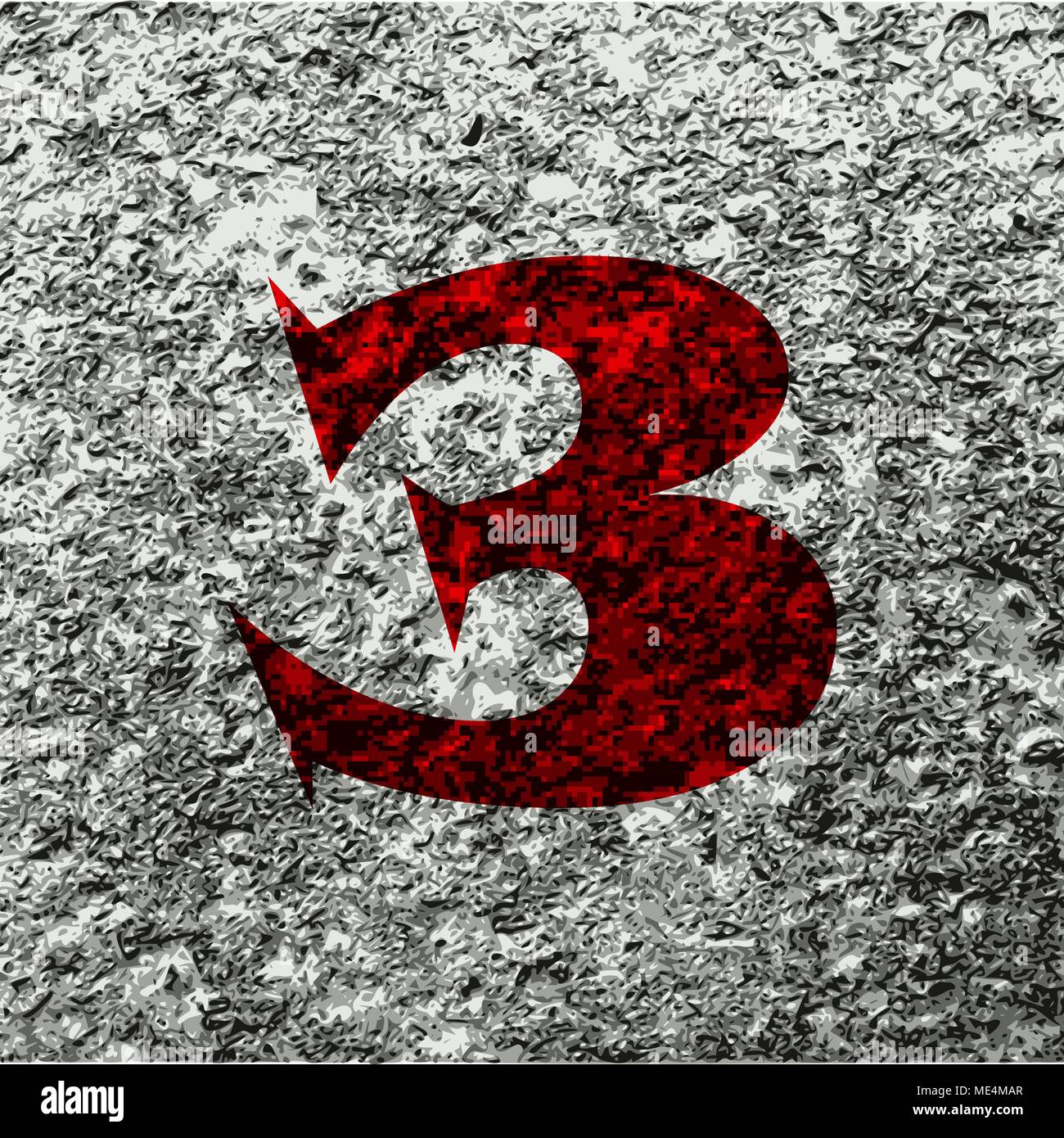 number three icon symbol on a concrete wall. Vector illustration Stock ...
