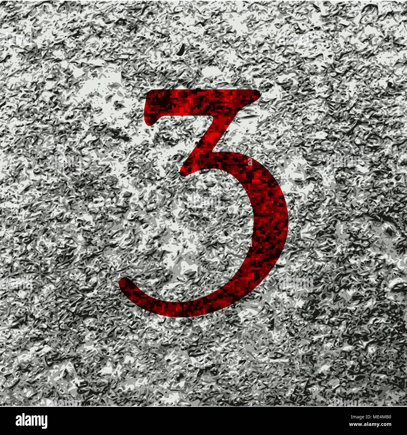 number three icon symbol on a concrete wall. Vector illustration Stock ...