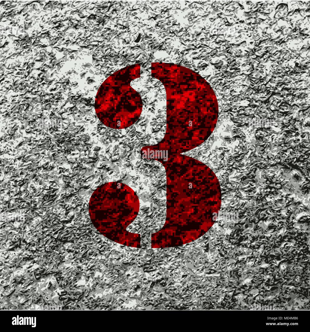 number three icon symbol on a concrete wall. Vector illustration Stock ...