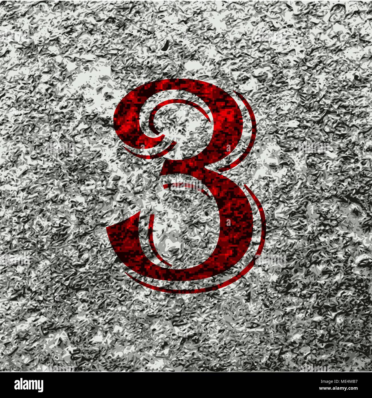 number three icon symbol on a concrete wall. Vector illustration Stock ...