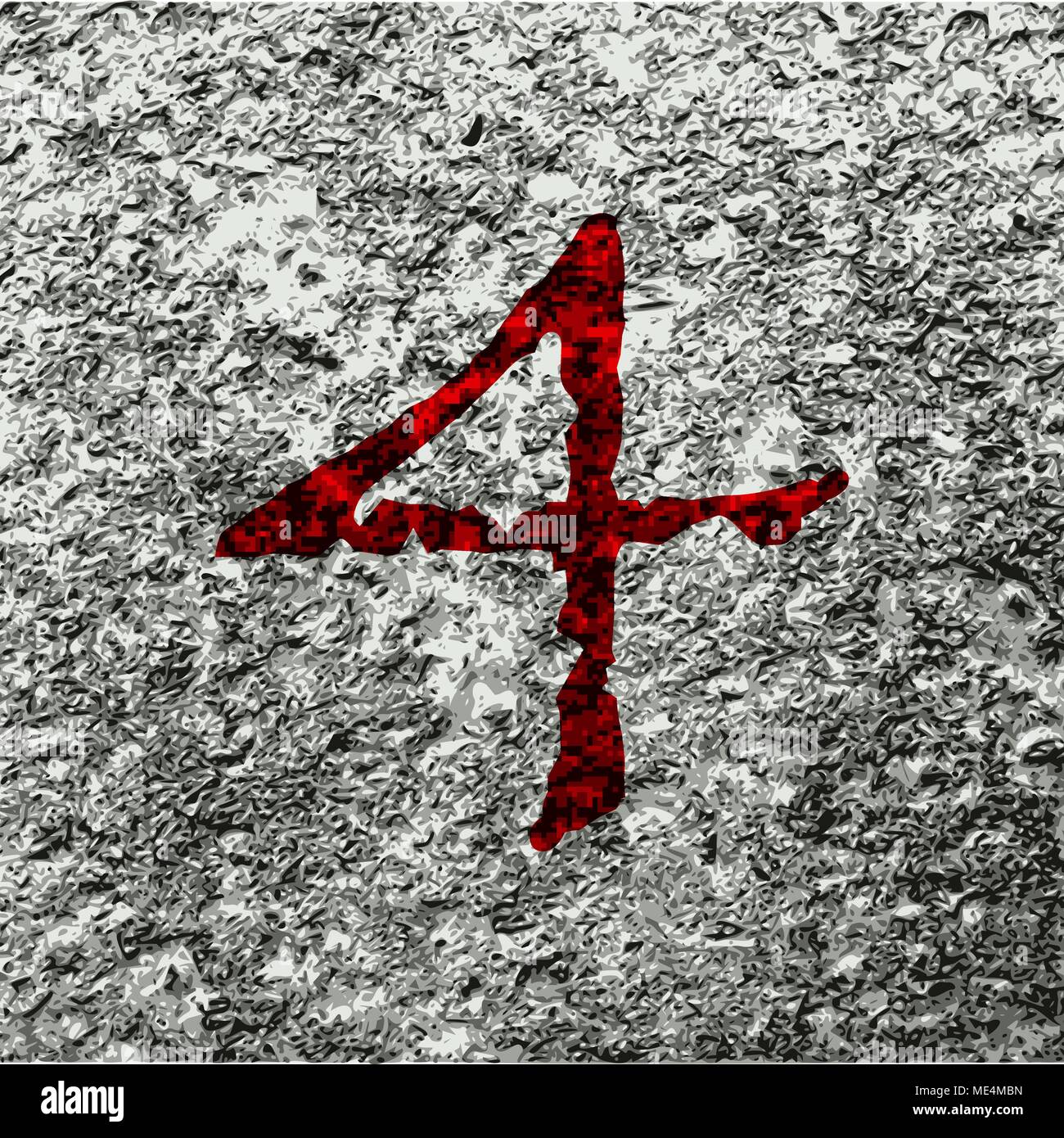 number four icon symbol on a concrete wall. Vector illustration Stock ...