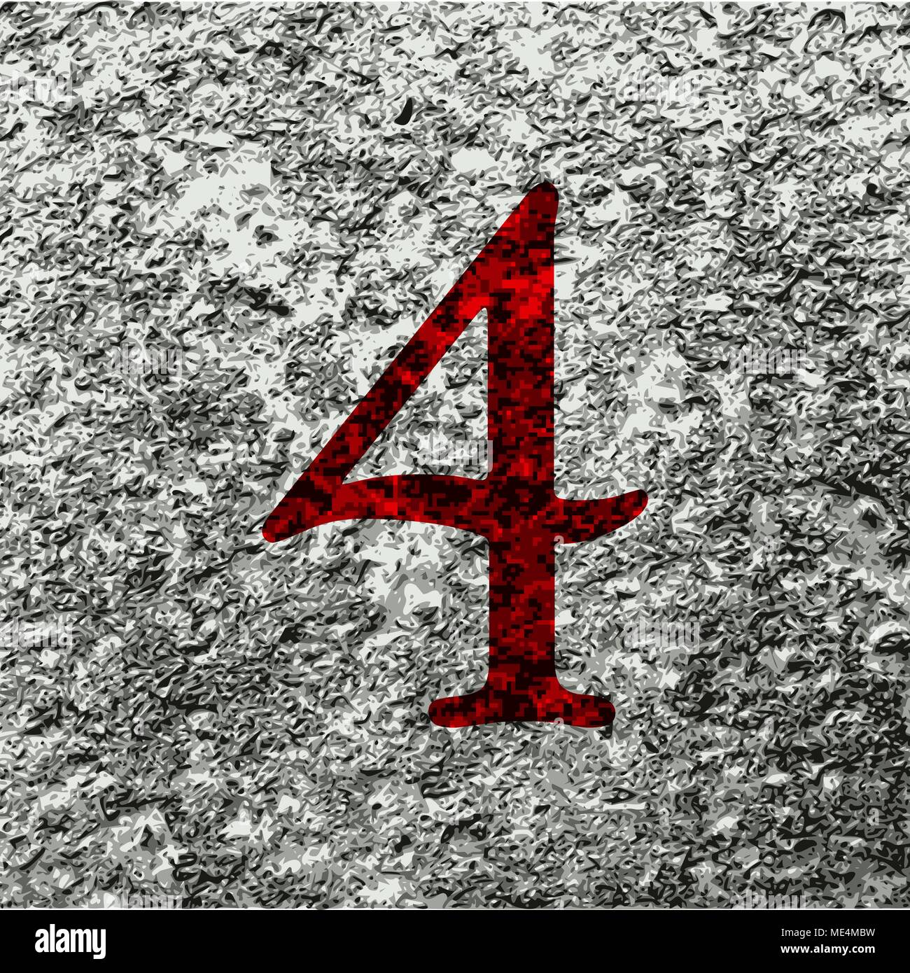 number four icon symbol on a concrete wall. Vector illustration Stock ...
