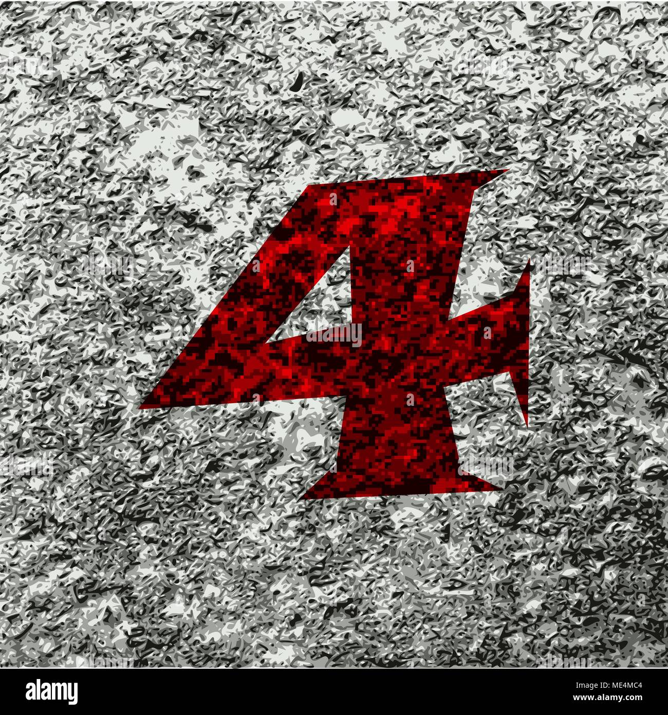 number four icon symbol on a concrete wall. Vector illustration Stock ...