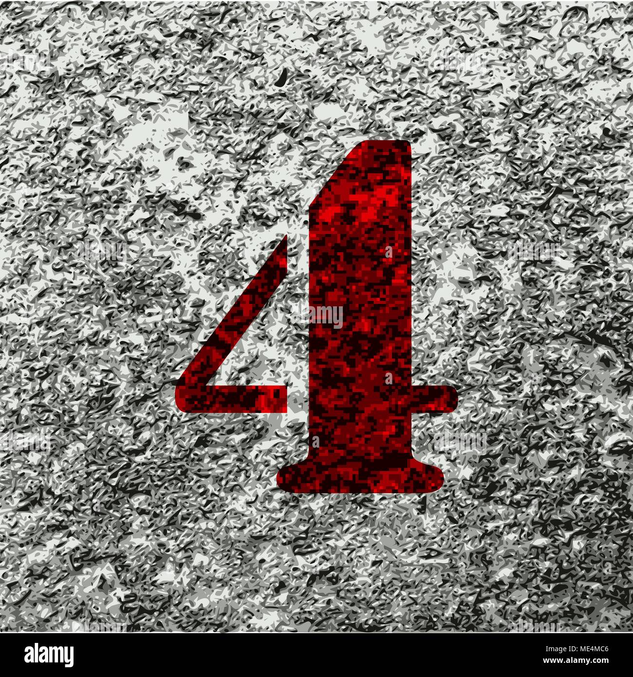 number four icon symbol on a concrete wall. Vector illustration Stock ...