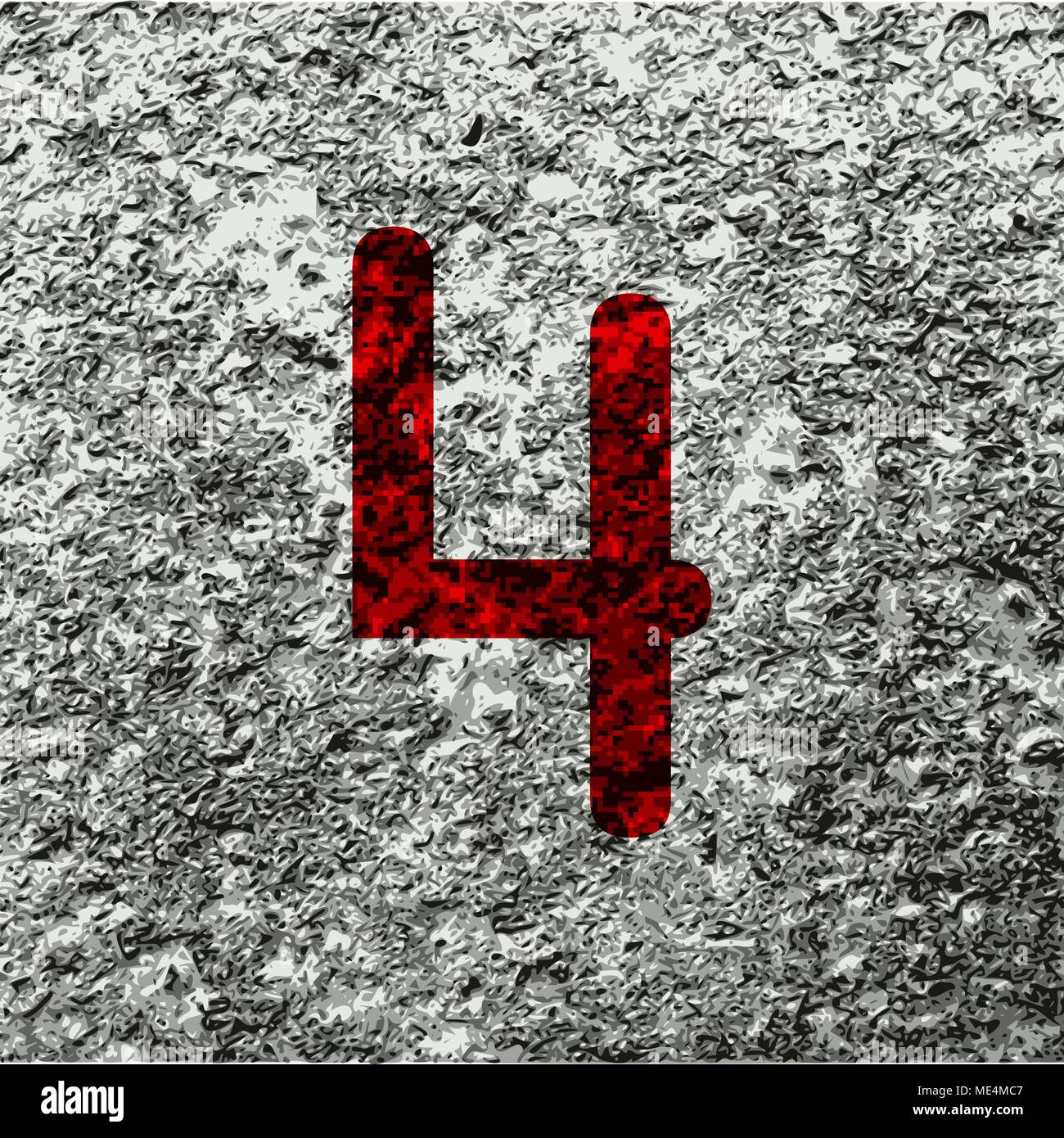 number four icon symbol on a concrete wall. Vector illustration Stock ...