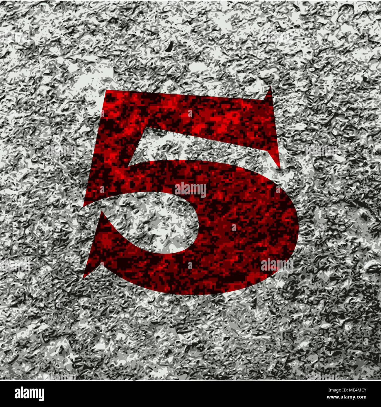 number five icon symbol on a concrete wall. Vector illustration Stock ...