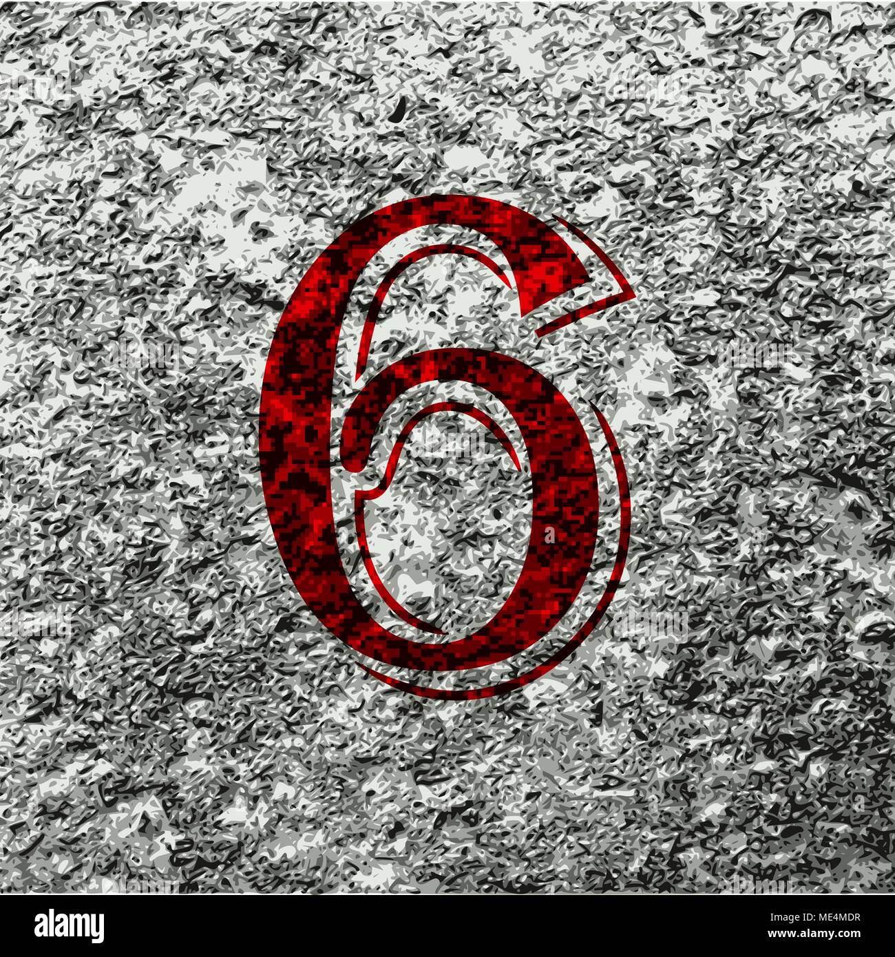 number six icon symbol on a concrete wall. Vector illustration Stock ...